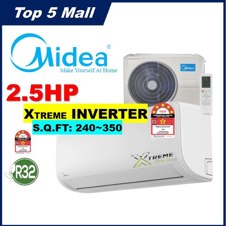 Midea R32 Inverter Aircond Air Conditioner (1.0hp/1.5hp/2.0hp/2.5hp) MSXS-10CRDN8 MSXS-13CRDN8 ...