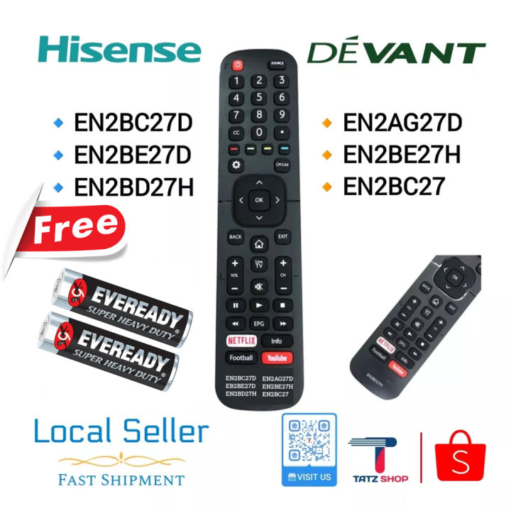 Devant Hisense Smart TV remote control Original EN2BD27H EN2BC27 ...