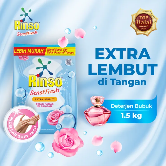 Rinso SensiFresh Detergent Bubuk Deterjen Extra Lembut Micellar Soft 1. ...