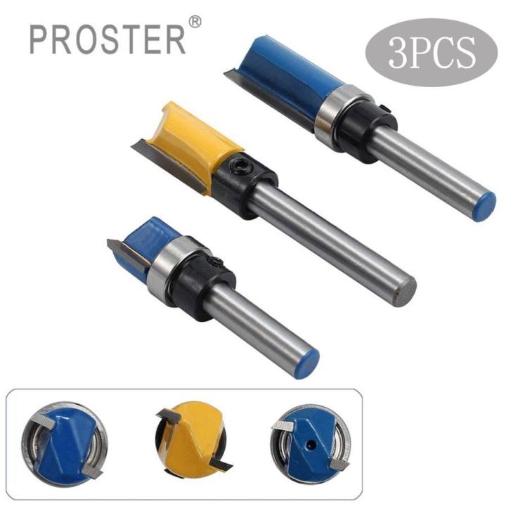 Proster 3Pcs 1/4'' Shank Top Bearing Flush Trim Pattern Router Bit Set ...