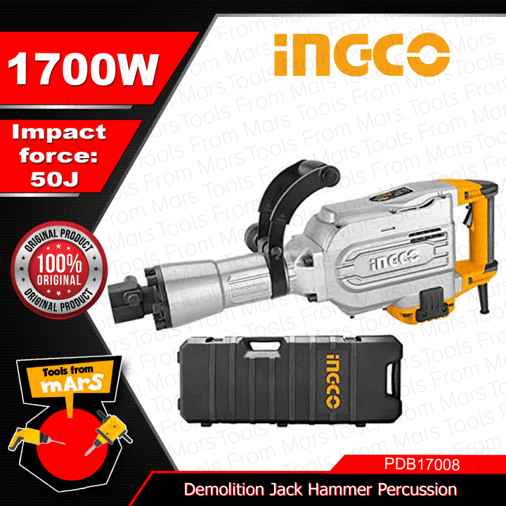 INGCO 1700W Jack Demolition Hammer Chipping Gun Concrete Breaker ...
