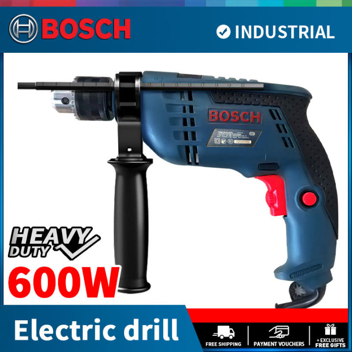 Bosch Heavy-Duty 600W Corded Electric Drill Set with Keyless Chuck and ...