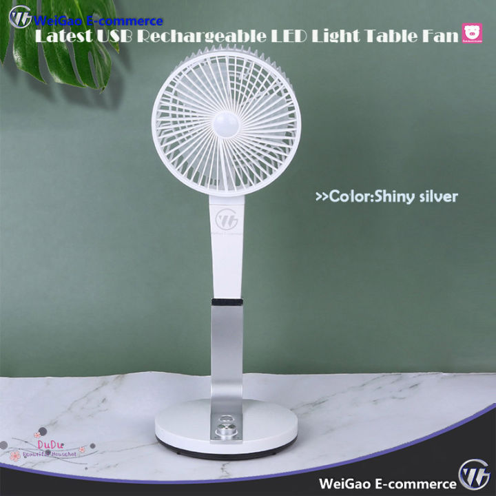 2020 Latest Model USB Rechargeable Adjustable Table Fan with Led Table ...