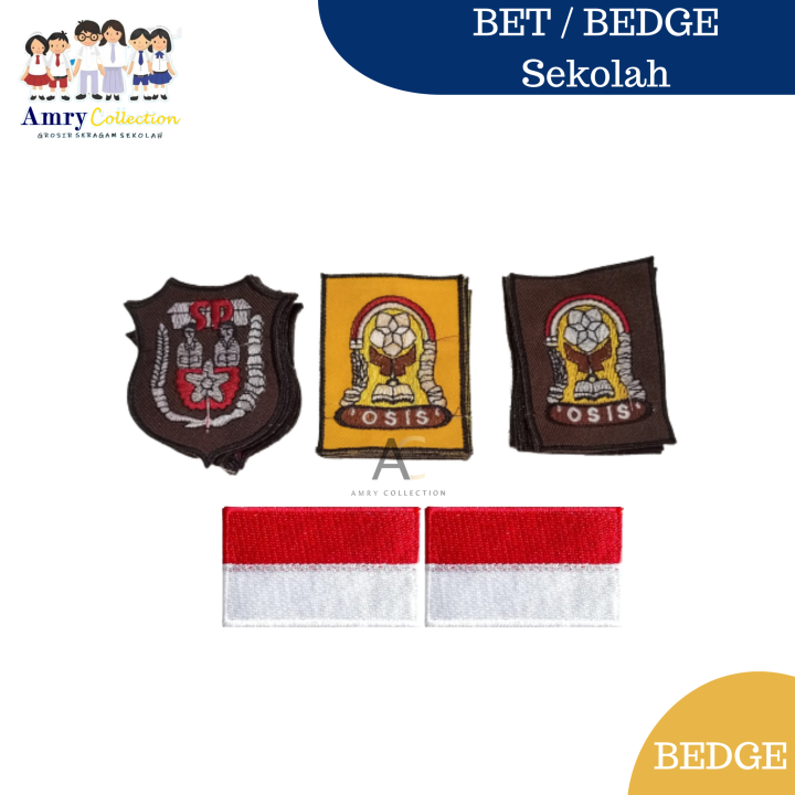 [GROSIR] Logo bendera merah Putih Logo Sekolah SD SMP SMA Badge bordir ...