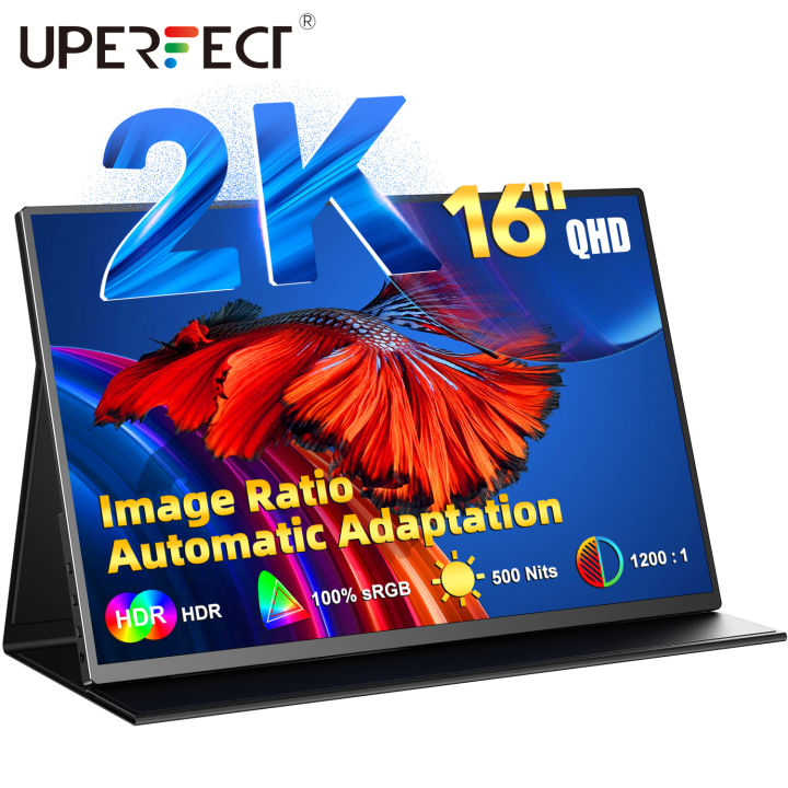 UPERFECT 2K QHD Portable Monitor 500 Nits Matte Screen 16 inch2560X1600 ...