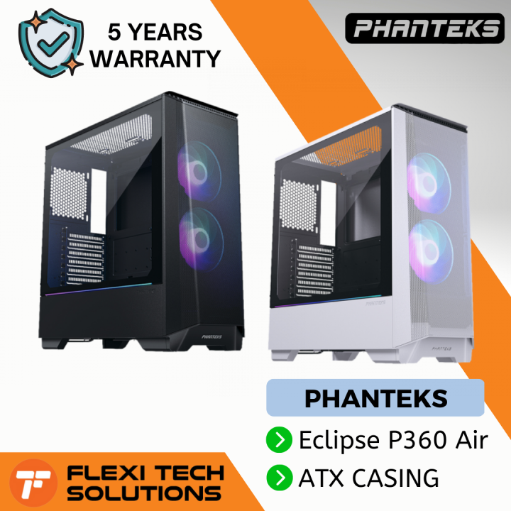Flexi Tech PHANTEKS Eclipse P360 Air Mid Tower Casing TG DRGB Glacier ...