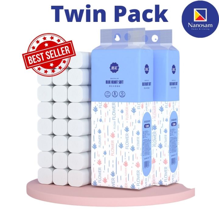 Smooth & Compact 5-Ply Toilet Tissue [12 Rolls] Coreless Tissue Paper ...