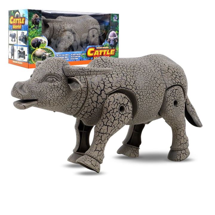 Cattle World หุ่นยนต์ควาย ใส่ถ่าน ควายของเล่น เดินได้ มีเสียง มีไฟ หัวขยับได้ | Lazada.co.th