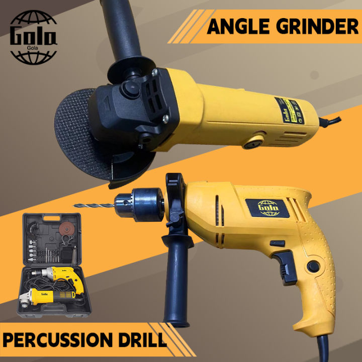 Powerful 2 in 1 Angle Grinder and Impact Drill Set with Hard Case (Free ...