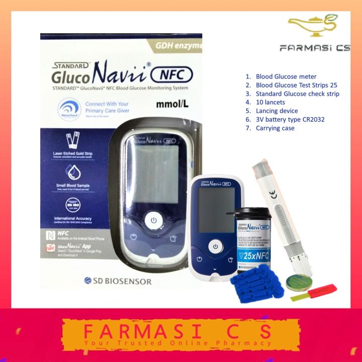GlucoNavii NFC Blood Glucose Monitoring System + 25 Test Strips ...