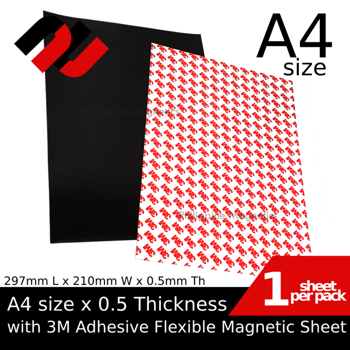 A4 size Flexible Magnetic Rubber Sheet x 0.50mm Th With or Without 3M ...