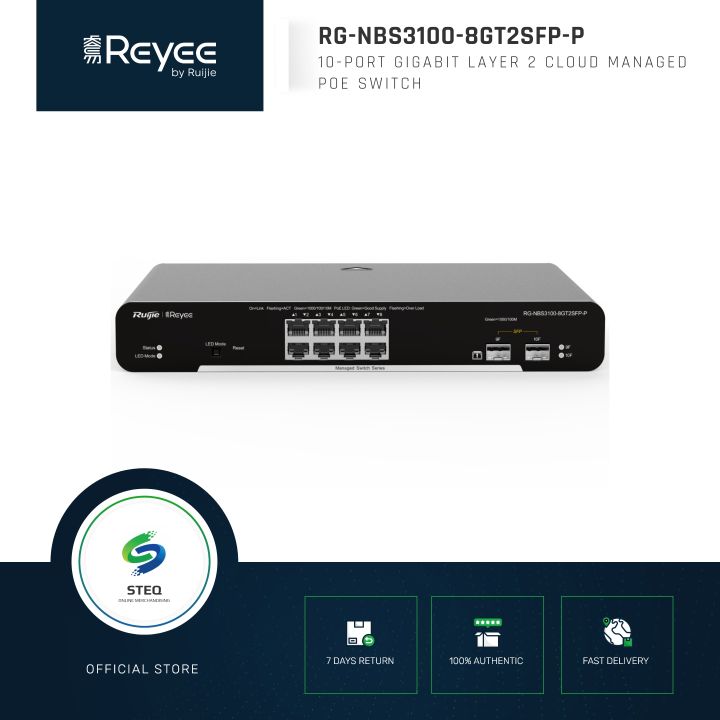 STEQ REYEE RG-NBS3100-8GT2SFP-P Gigabit Cloud Managed Switches | Lazada PH