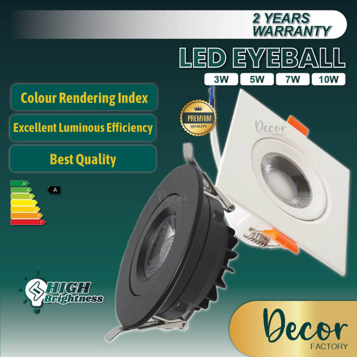 3W 5W 7W 10W LED Recessed Eyeball Spotlight Round Square LED Eyeball ...