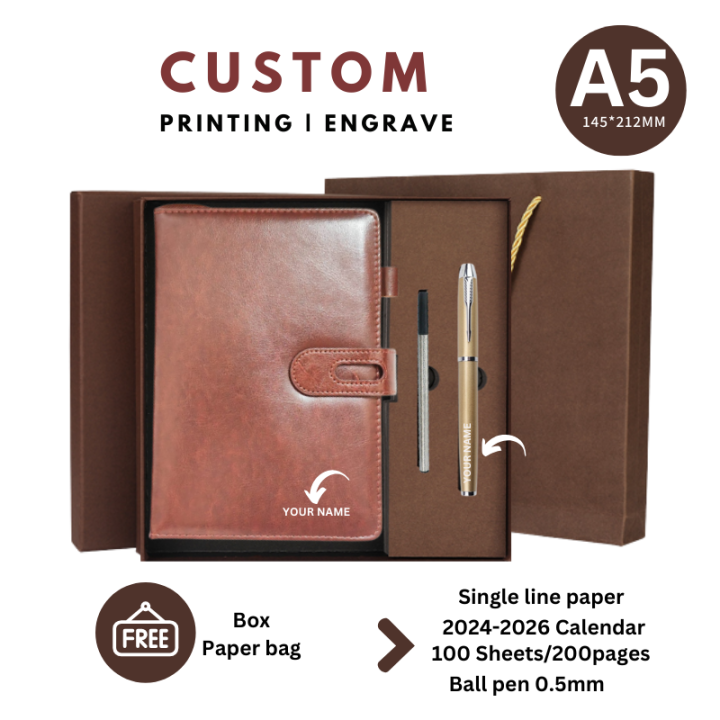 CUSTOM ENGRAVE Notebook A5 Planner Journal Notebook sketch book Buku ...