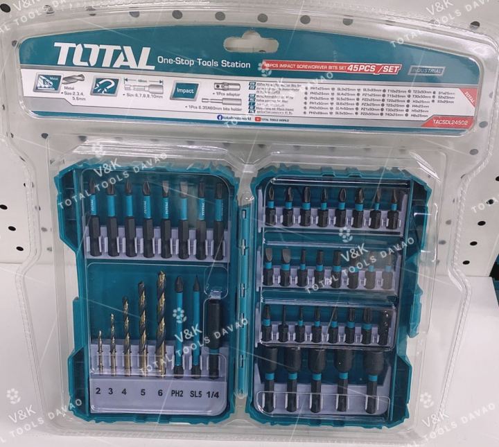 TOTAL 45pcs Torsion / impact Screwdriver bit set TACSDL24502 industrial ...