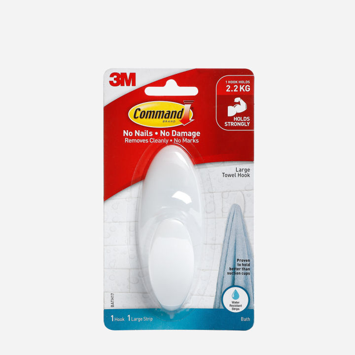 3M Command Large Towel Hook – Frosted White | Lazada PH
