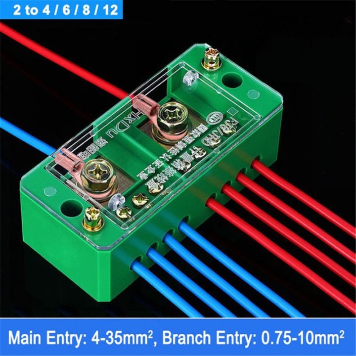 2-IN4/6/8/12-OUT Terminal Wiring Connector Single-phase Terminal Block ...