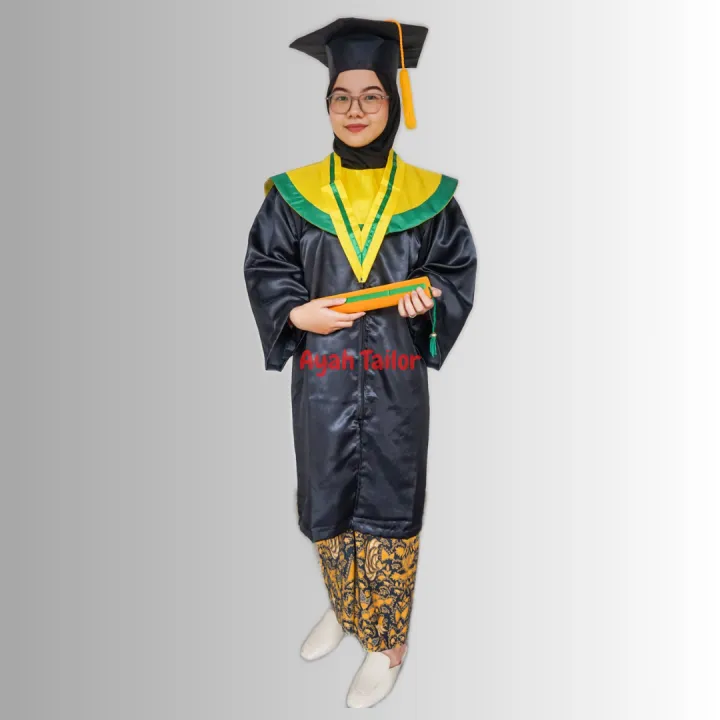 BAJU TOGA JUBAH WISUDA MAHASISWA ATRIBUT WISUDA SET LENGKAP PLUS TABUNG ...