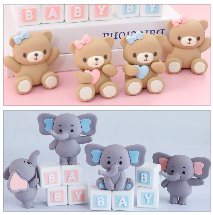 📣READY STOCK📣Cake Topper Cute Bear Baby Elephant Gajah Wording Kek ...