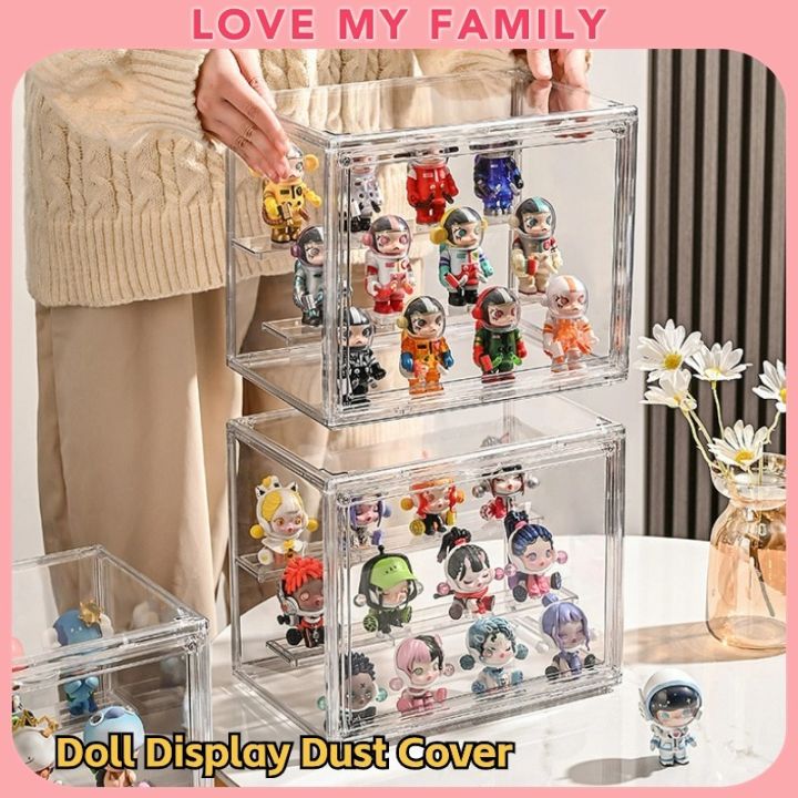 Acrylic Display Case Popmart Storage Organizer Transparent Boxes Stackable Magnetic Dustproof ...