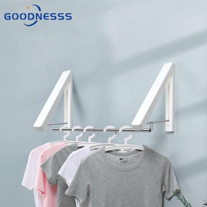 Wall Mounted Drying Rack, 2 Pcs Folding Clothes Hanger Retractable ...