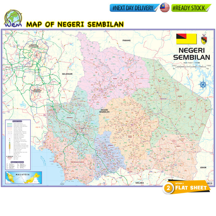 🇲🇾 MAP OF NEGERI SEMBILAN (36” x 48” / 88.9cm x 120cm) WEM Malaysia ...