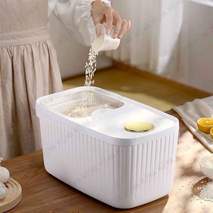 5kg 10kg Rice Storage Box Container Minimalist Bucket Rice Dispenser ...