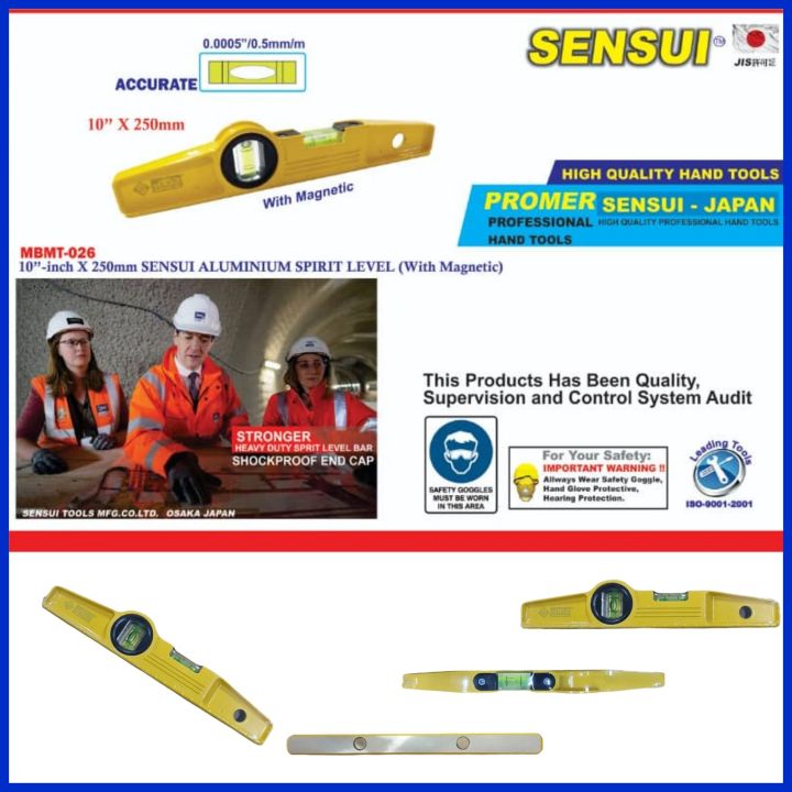 SENSUI Heavy Duty 10" x 250mm Scaffold Magnetic Alloy Water Level ...