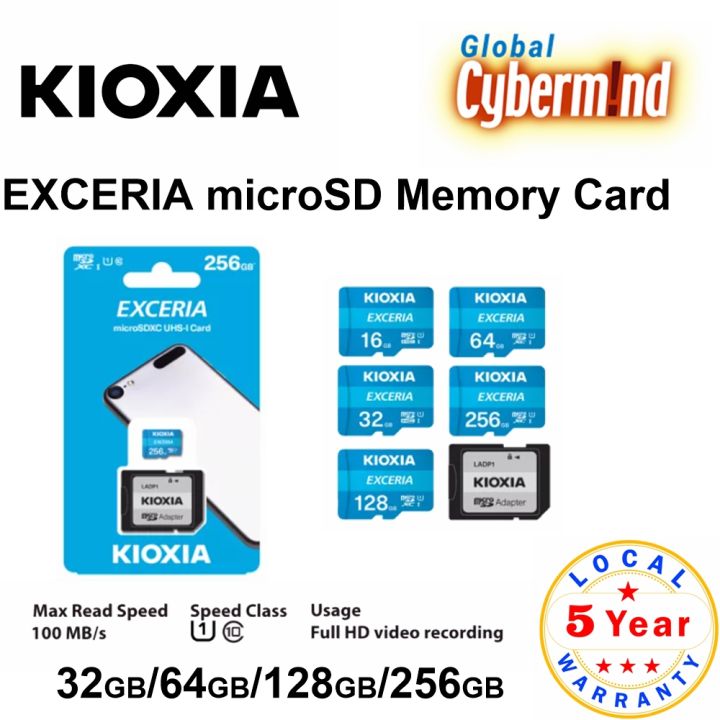 KIOXIA Exceria microSD memory card C10 U1 class with SD Adapter - in 32GB / 64GB / 128GB / 256GB ...