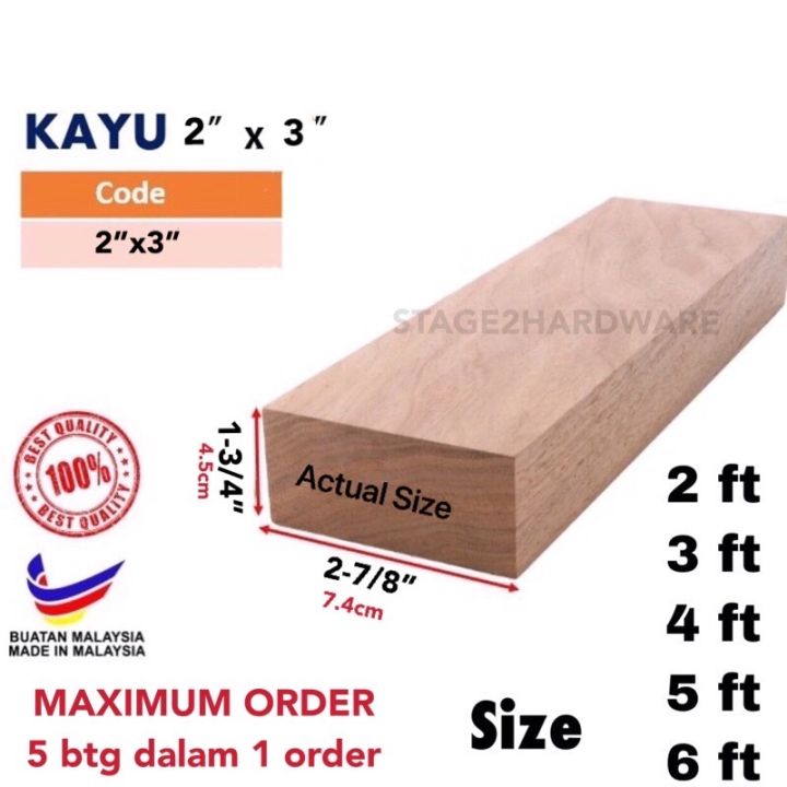 2x3 50mmx75mm Kayu Perabot / Batang Kayu Meranti / Furniture Wood ...