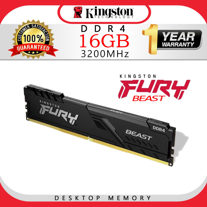 Kingston FURY BEAST ddr4 16GB 3200MHz CL-16-18-18 1.32V 288-Pin DIMM Memory RAM for desktop ...