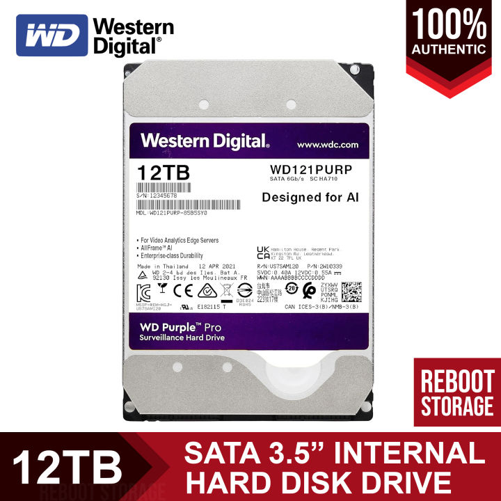 Western Digital WD Purple Pro 12TB Surveillance HDD Hard Disk Drive ...