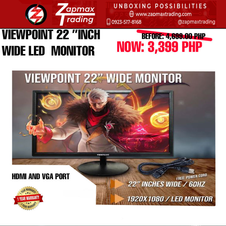 VIEWPOINT 22" INCHES LCD WIDE MONITOR WITH HDMI AND VGA PORT | Lazada PH
