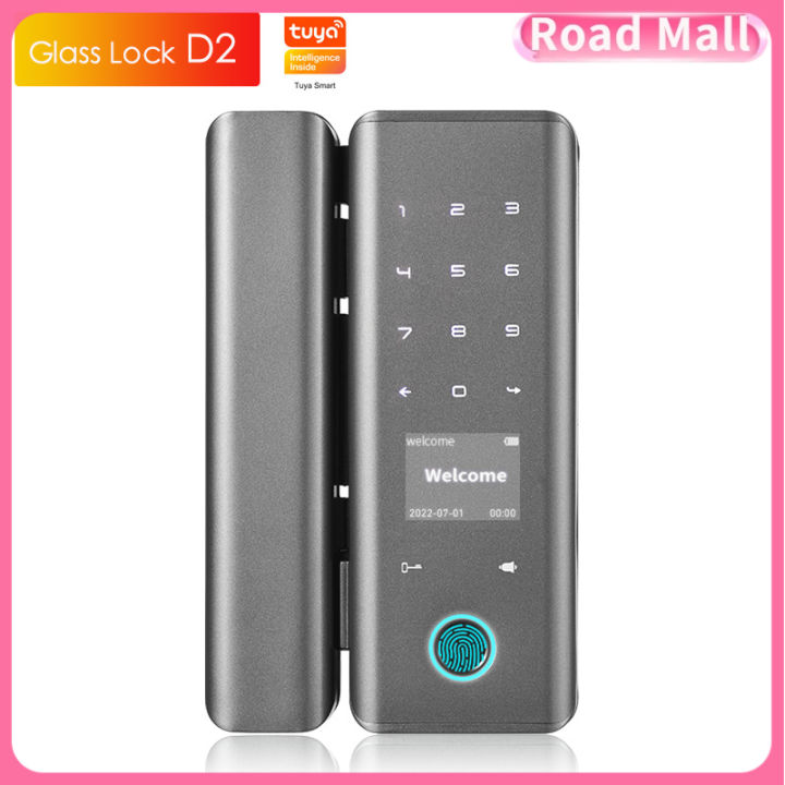 No drilling Glass Smart door lock Fingerprint/Key/App Remote/password/IC card/NFC Unlock digital ...