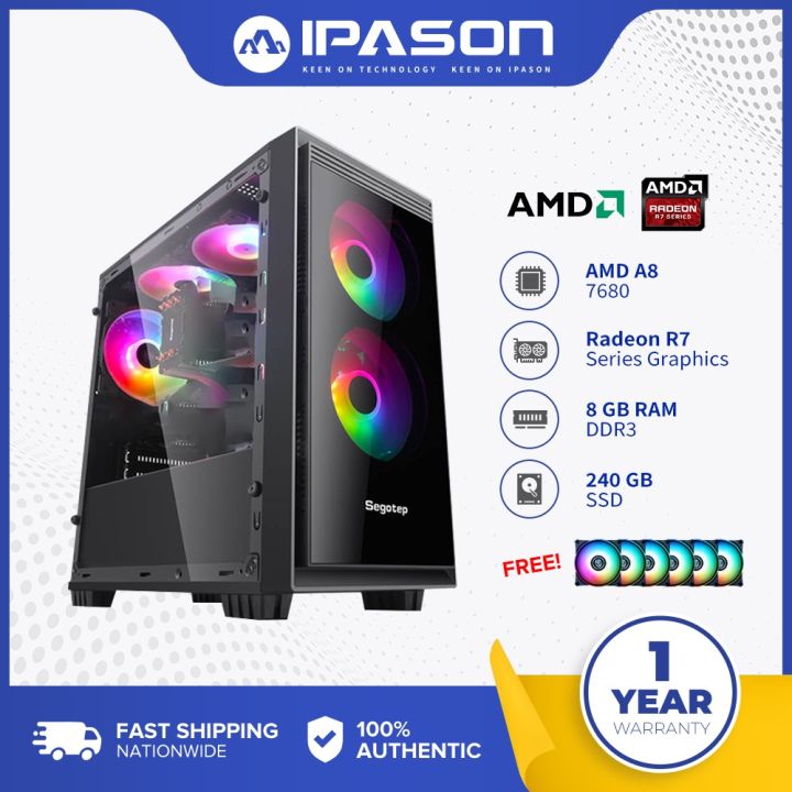 Ipason 1 Year Local Warranty AMD A8 9600 4 Core 3.1Ghz Gaming PC 8G DDR4 500G HDD Radeon R7 ...