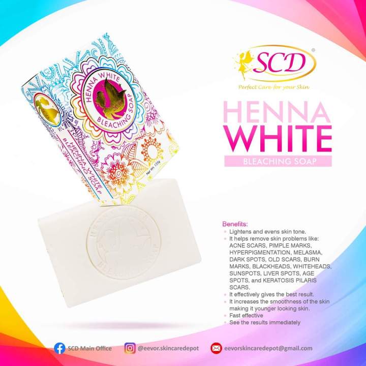 SCD Henna White Bleaching Soap - 135 grams w/ FREEBIES ( lightens and ...
