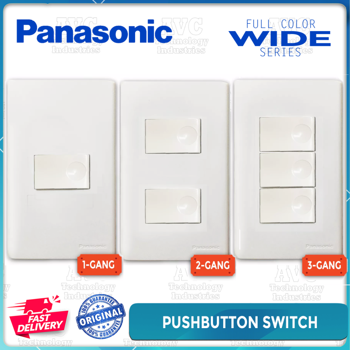 PANASONIC Wide Series Pushbutton Switch WEG5401-7 White 1, 2, 3 Gang ...