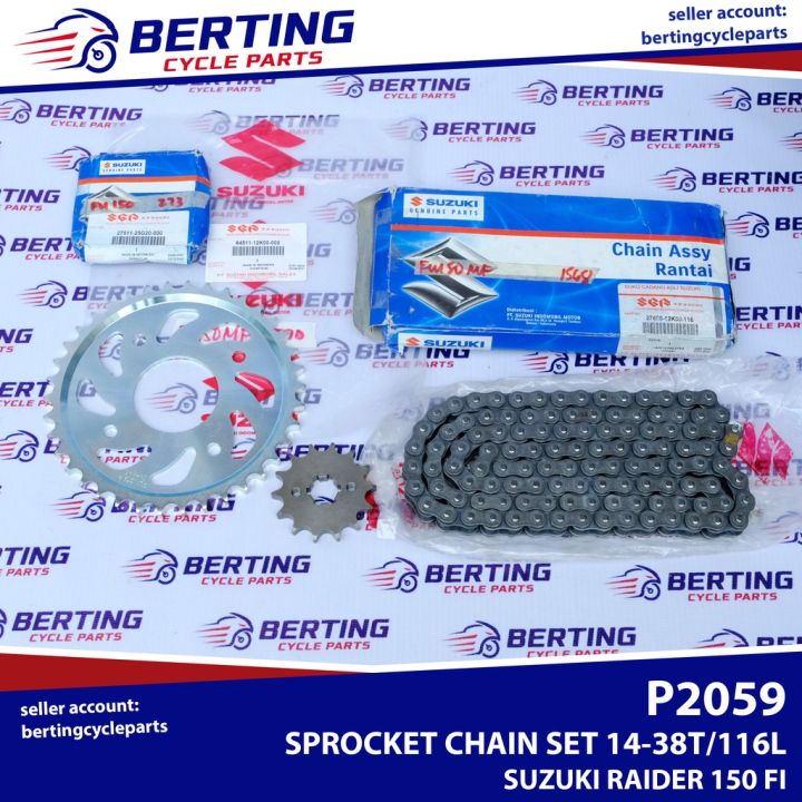 SGP CHAIN SPROCKET SET 14 38 Suzuki Raider 150 FI Genuine 27600-12K00 ...