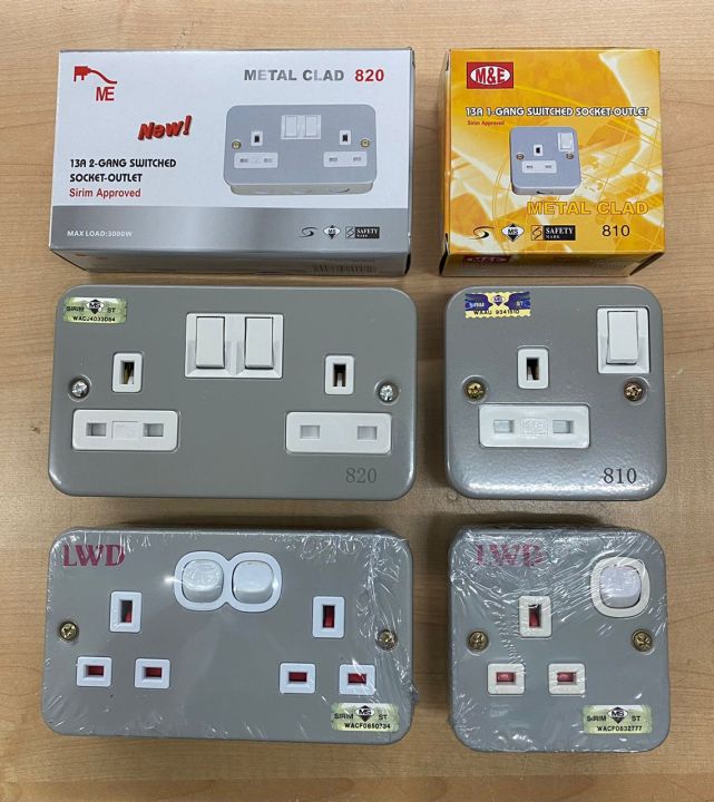 M&E/LWD Metal Clad 13A Single/ Double Switch Socket | Lazada