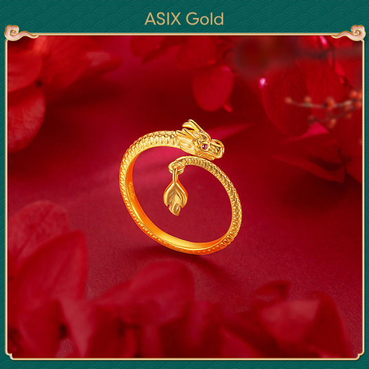 ASIX GOLD 2024 CNY Dragon Year Ring Original 916 Gold Korea Bangkok ...