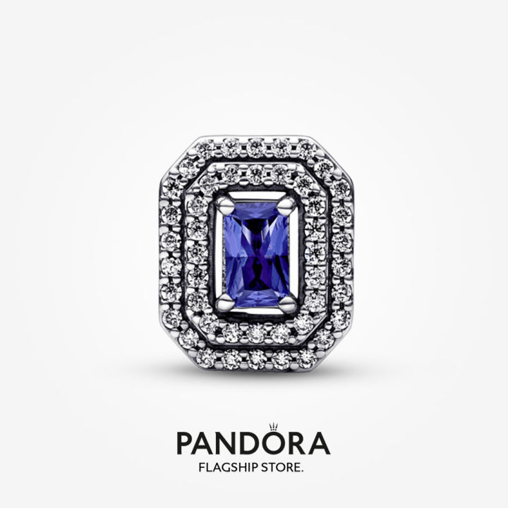 PANDORA Blue Sparkling Levelled Rectangular Charm | Lazada