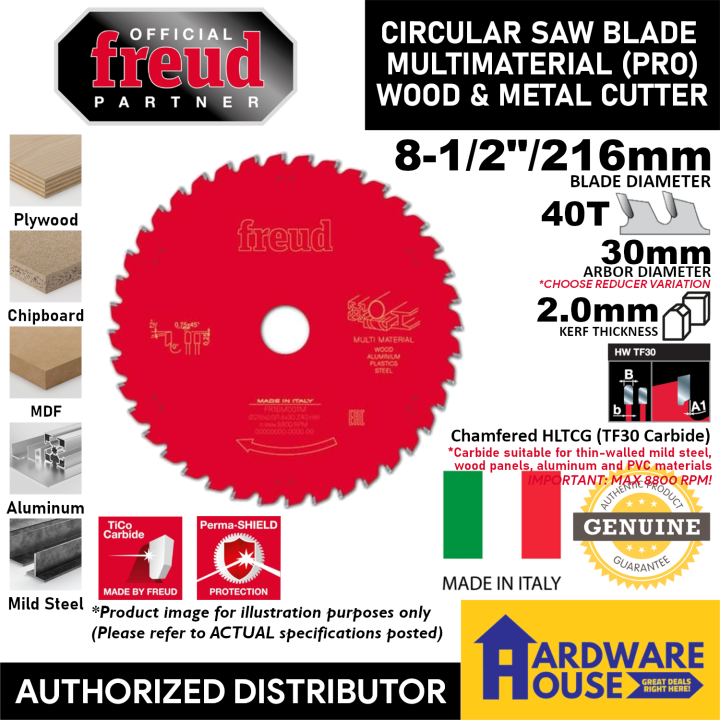 ORIGINAL FREUD 8-1/2" Wood & Metal Carbide Saw Blade TCT Multimaterial ...