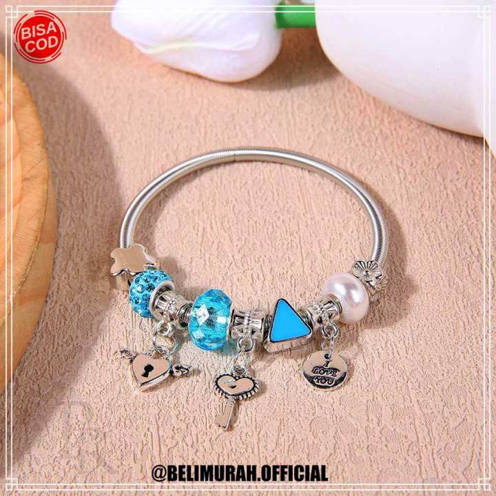 GELANG PANDORA RANDOM CHARM/TITANIUM DAN TEMBAGA/GELANG MURAH | Lazada ...