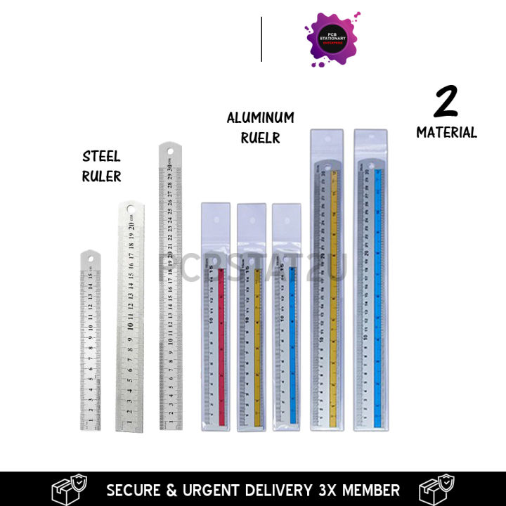Stainless Steel Ruler Aluminum Ruler 15CM/30CM / 12'' / Pembaris Keluli ...