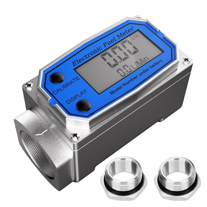 (GETI) 1 Inch Flow Meter with 3/4 Inch Adapters, Digital Turbine Flow ...