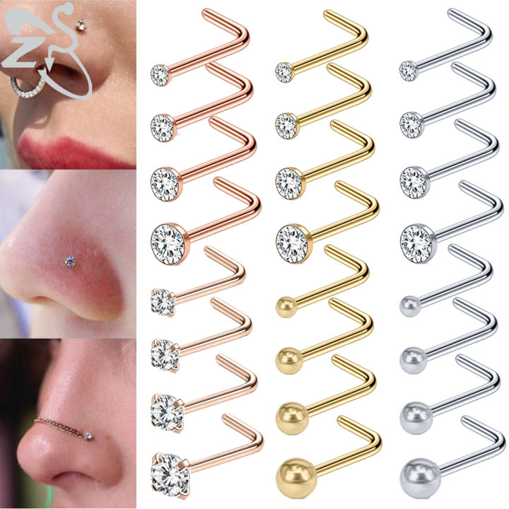 ZS 4 Pcs/Lot 1.5/2/2.5/3mm Crystal Nose Tiny Ball Nose Rings Studs ...