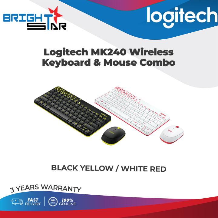 Logitech Mk240 Wireless Keyboard Mouse Combo Black Yellow White Red Lazada
