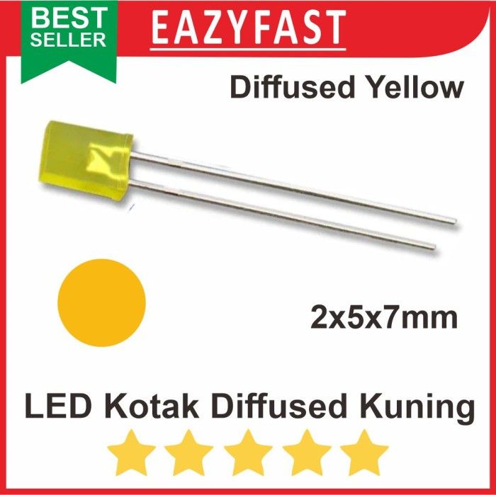 LED Kotak 5mm 5 mm Diffused Yellow Kuning Petak Persegi Panjang 2x5x7 ...