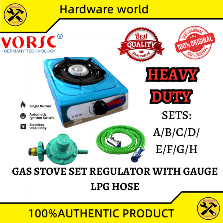 GAS STOVE SET REGULATOR WITH GAUGE LPG HOSE 1.5m(GREEN HOSE) | Lazada PH