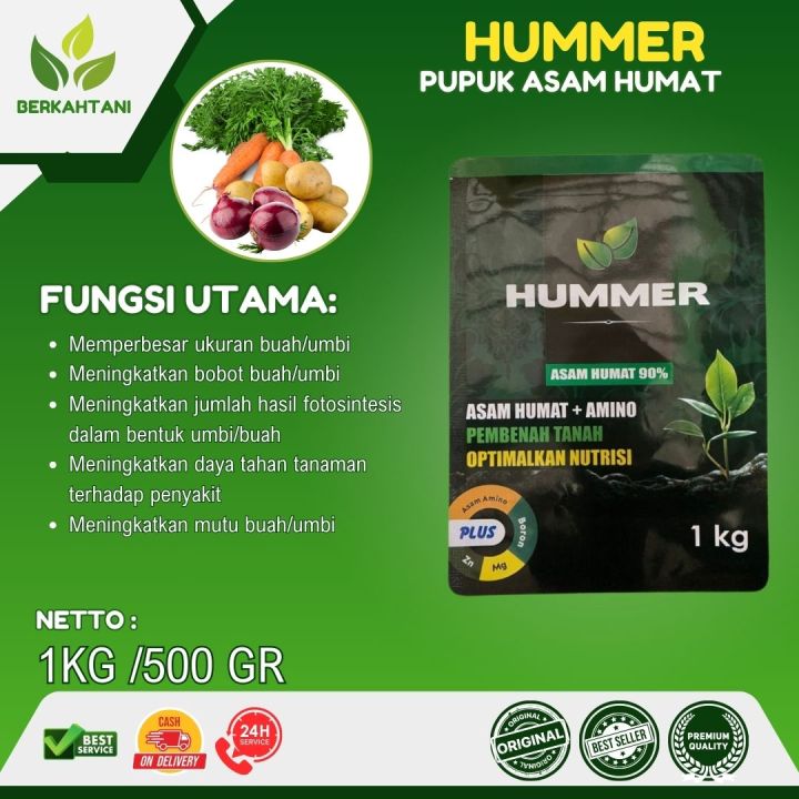 Hummer 1 Kg Asam Humat 90% Plus Asam Amino Pembenah tanah Anti Stres ...